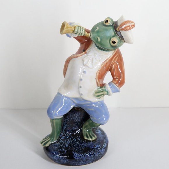 Majolica | Art | Majolica Pottery Frog Playing Horn Figure Multi Color ...